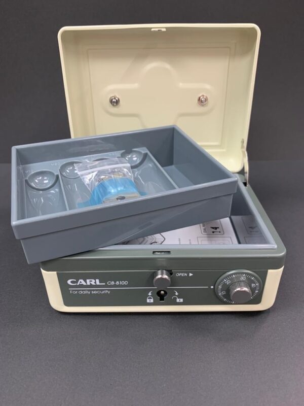 Carl Cash Box 6″ 錢箱～CB-8100 (雙層密碼鎖及鎖匙兩用) (藍色、杏色、粉紅色) – 志成文具有限公司 CHI ...