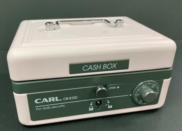 Carl Cash Box 6″ 錢箱～CB-8100 (雙層密碼鎖及鎖匙兩用) (藍色、杏色、粉紅色) – 志成文具有限公司 CHI ...