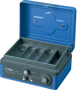 Carl Cash Box 6″ 錢箱～CB-8100 (雙層密碼鎖及鎖匙兩用) (藍色、杏色、粉紅色) – 志成文具有限公司 CHI ...