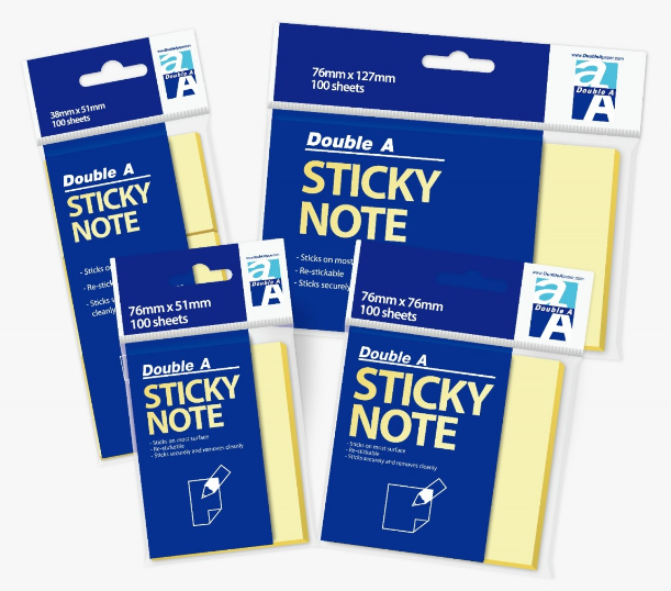Double A STICKY NOTE 黃色便條紙 (76mm x 51mm) (售罄) – 志成文具有限公司 CHI SHING ...