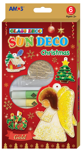 韓國製造 AMOS Glass Deco SUN DECO #SD10P6-CH Christmas 玻璃彩繪 6色玻璃彩繪 連6個細掛牌 ...