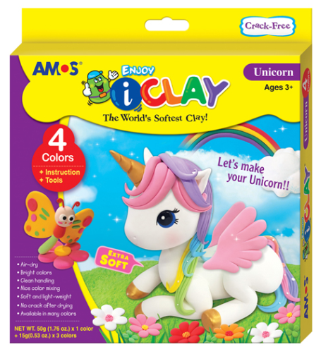 韓國製造AMOS iCLAY #IC4U Unicorn Clay 無毒 飛馬/獨角獸 超輕黏土 4色 (15g x 4) 手工泥套裝 ...