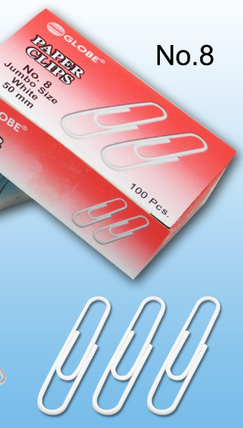 Globe No.8 Paper Clips 白色萬字夾 (100 pcs) – 志成文具有限公司 CHI SHING STATIONERY ...